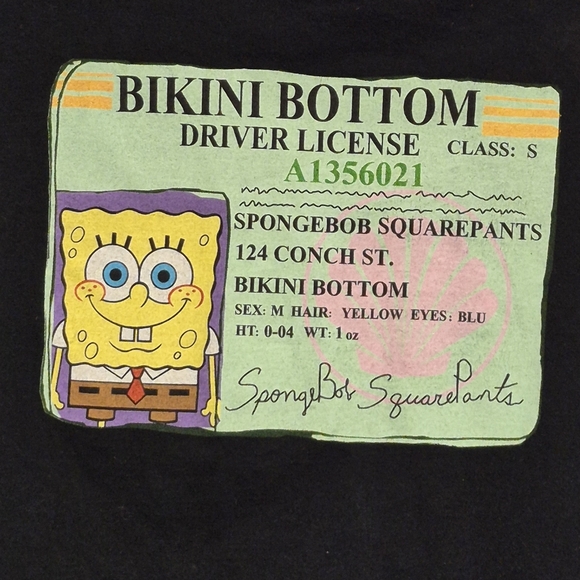 Nickelodeon | Shirts | Spongebob Squarepants Drivers License Graphic ...
